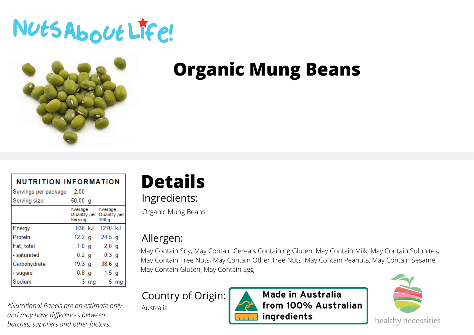 Buy Organic Mung Beans Online Australia | Nuts About Life